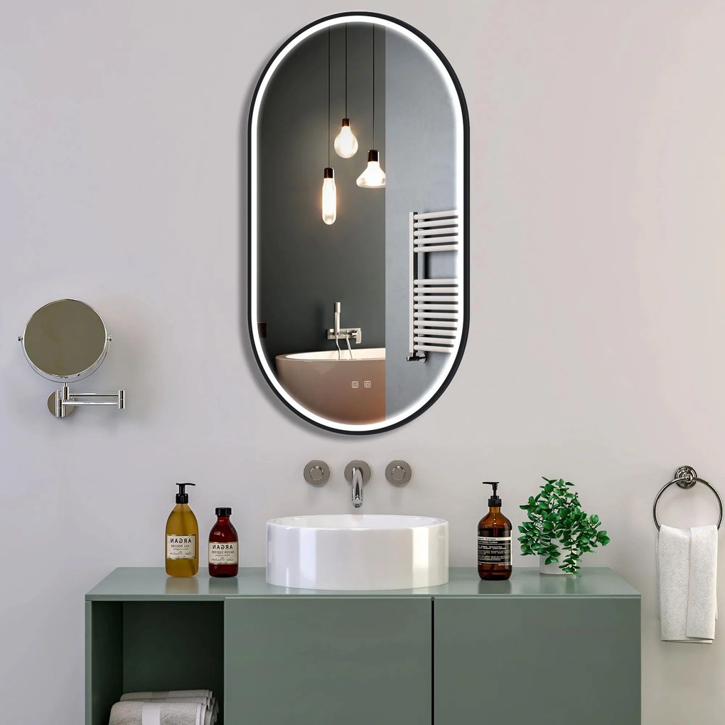 Tutumi Oválné zrcadlo 50x100 cm s vyhříváním a regulovatelným LED osvětlením HOM-02505
