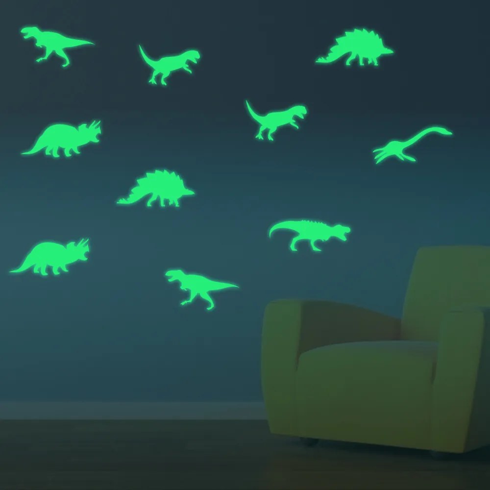AL Samolepky na zeď svítící ve tmě - dinosauři 9ks