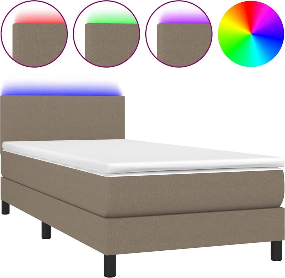 Box spring postel s matrací a LED taupe 90x190 cm textil 3132961