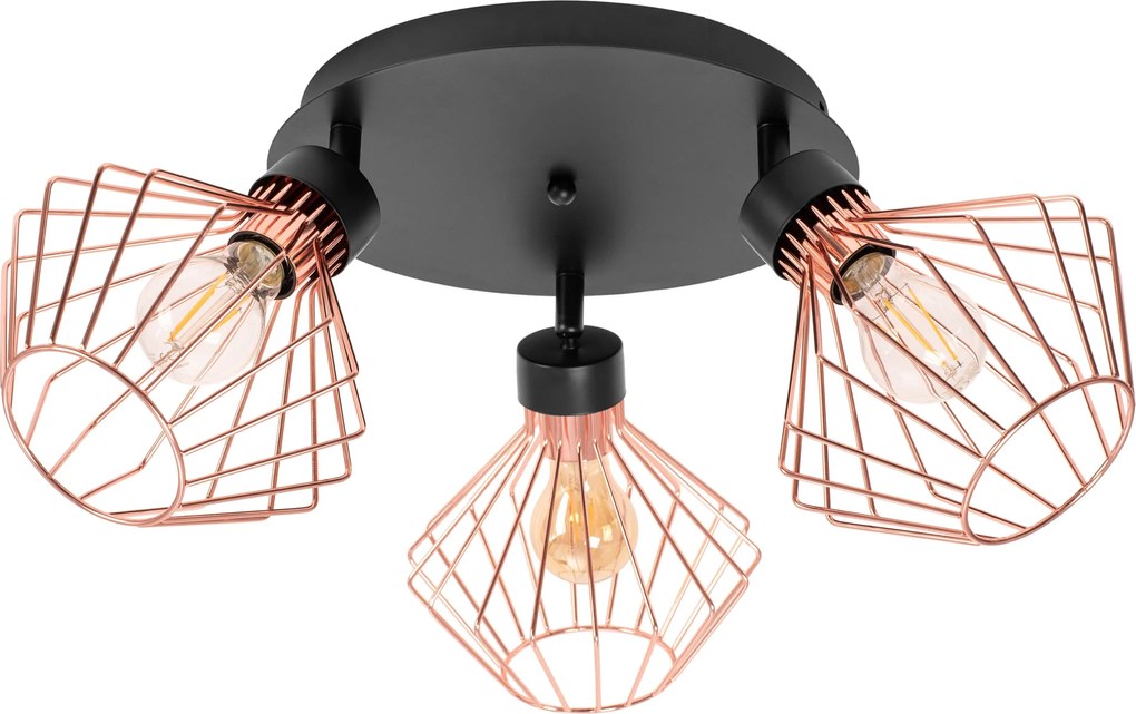 Toolight - Stropní lampa typu reflektor 392195, černá-růžové zlato, OSW-08561