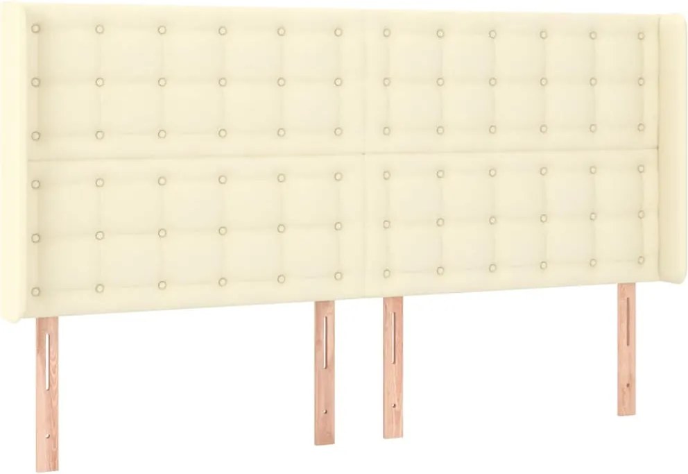 Čelo postele typu ušák krémové 203x16x118/128 cm umělá kůže 3119690