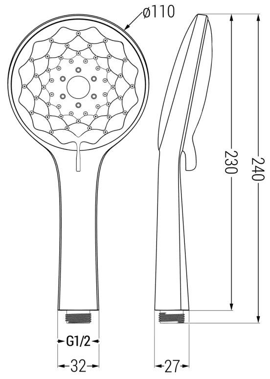 Mexen příslušenství - hlavice ruční sprchy R74 Circle, 3-funkce, chrom/bílá, 79574-00