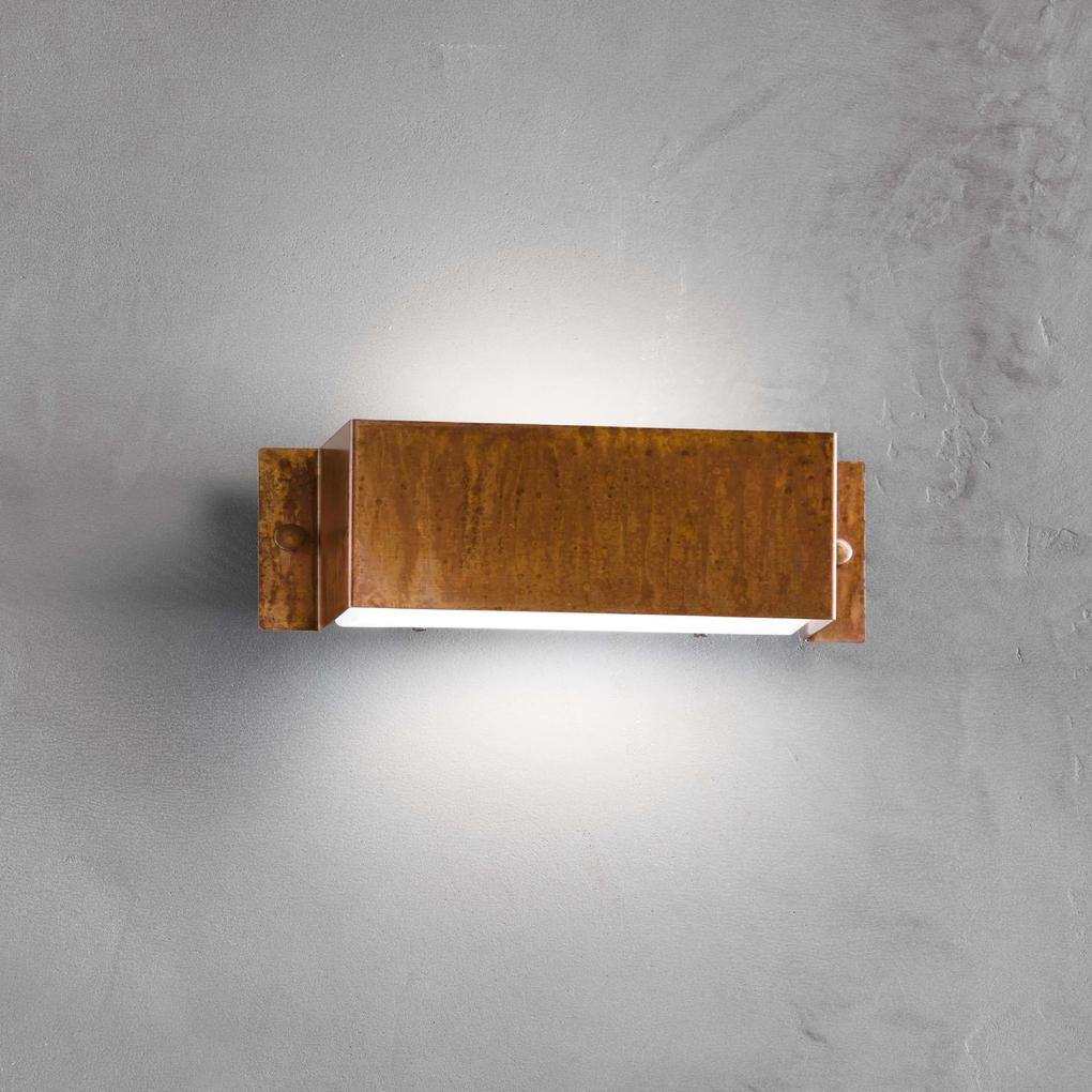 Il Fanale 252.04.RR Decori, hranaté nástěnné svítidlo z mědi pro nepřímé osvětlení, 2x60W, 42,5x13cm, IP54