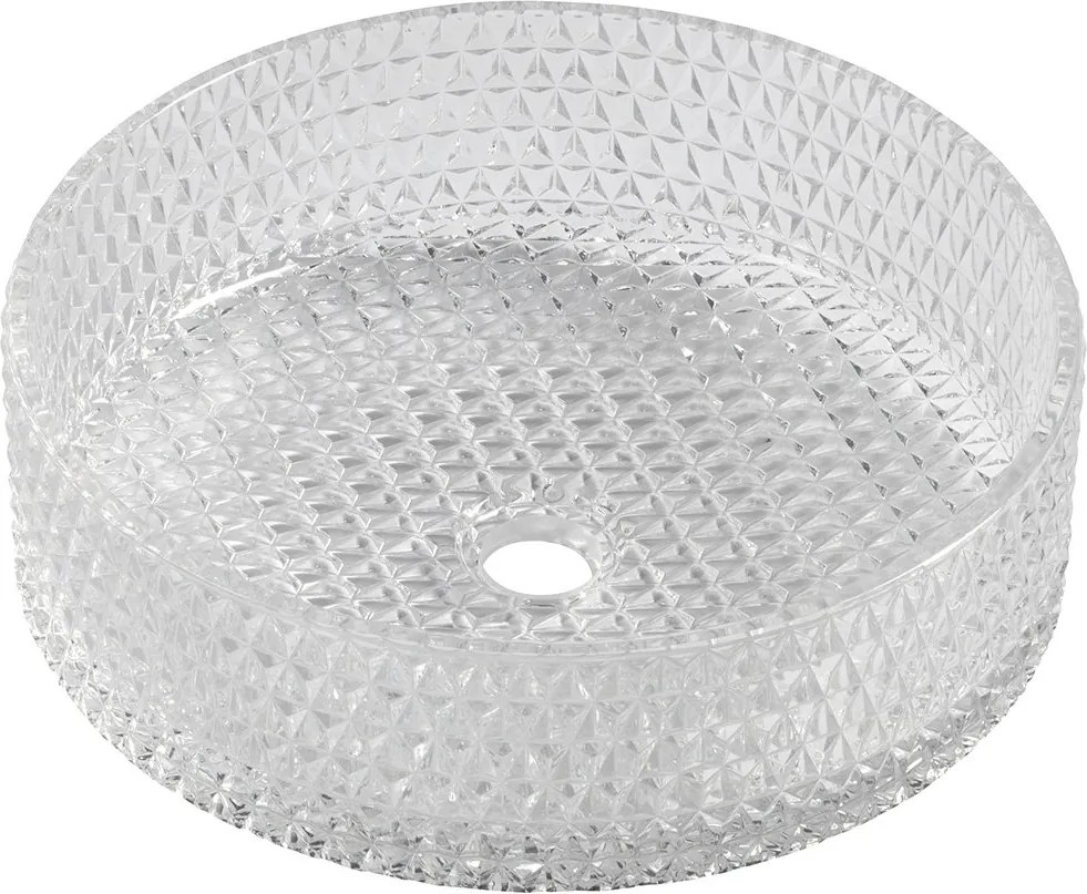 Sapho Sapho, MARAGUA gravírované skleněné umyvadlo na desku Ø 39,5 cm, čiré sklo, TY214CL