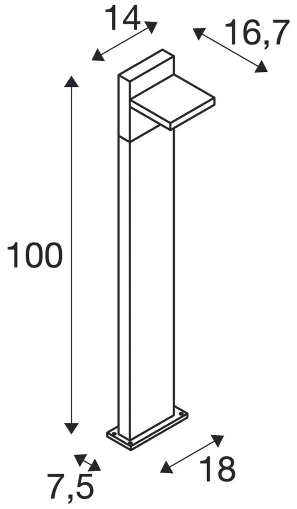 SLV 1002992 Abridor pole 100, venkovní antracitový sloupek LED 14W, IP55, 3000/4000K, výška 100cm