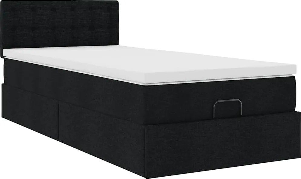 Osmanský rám postele s matrací černá 90x190cm textil 3311589