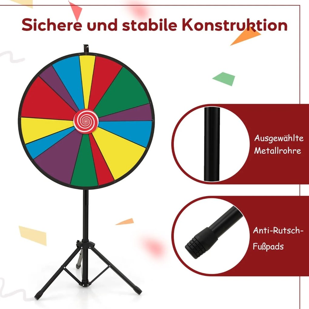 Costway 76 cm dlouhé soutěžní kolo výškově nastavitelné loterijní kolo
