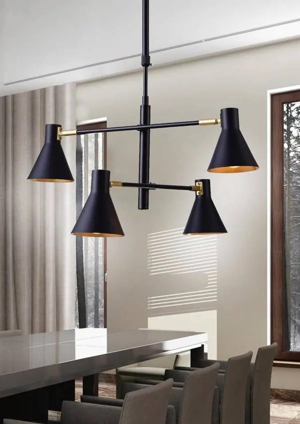 Černo-zlatý závěsný lustr Less pro žárovku 4x E14  - Candellux