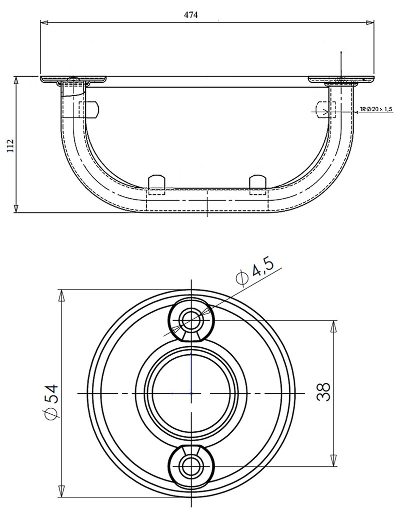 Aqualine Aqualine, WHITE LINE polička se sklem 40cm, bílá, 8001