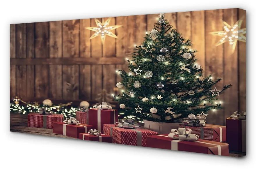 Obrazy na plátně Dárky Vánoční strom dekorace desky 100x50 cm