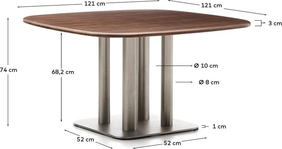Jídelní stůl v dekoru ořechu 121x121 cm Melvar – Kave Home