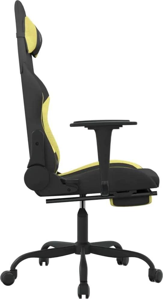 vidaXL Masážní herní židle s podnožkou černá a textil [345486] Barva: Světle žlutá