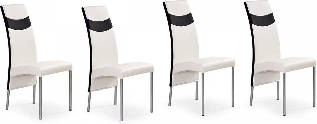 Čalouněná jídelní židle Evika 1, lakovaný hliník + ekokůže, bílá / černá