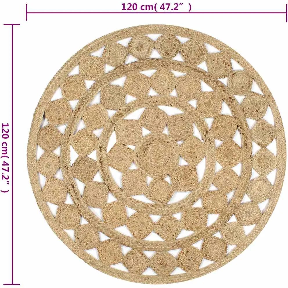 Ručně vyrobený koberec ze splétané juty 120 cm 133711