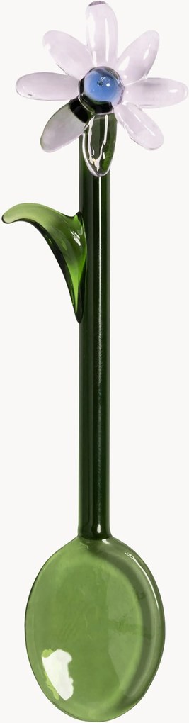 Sada ručně vyrobených lžiček z borosilikátového skla Flora, 2 díly