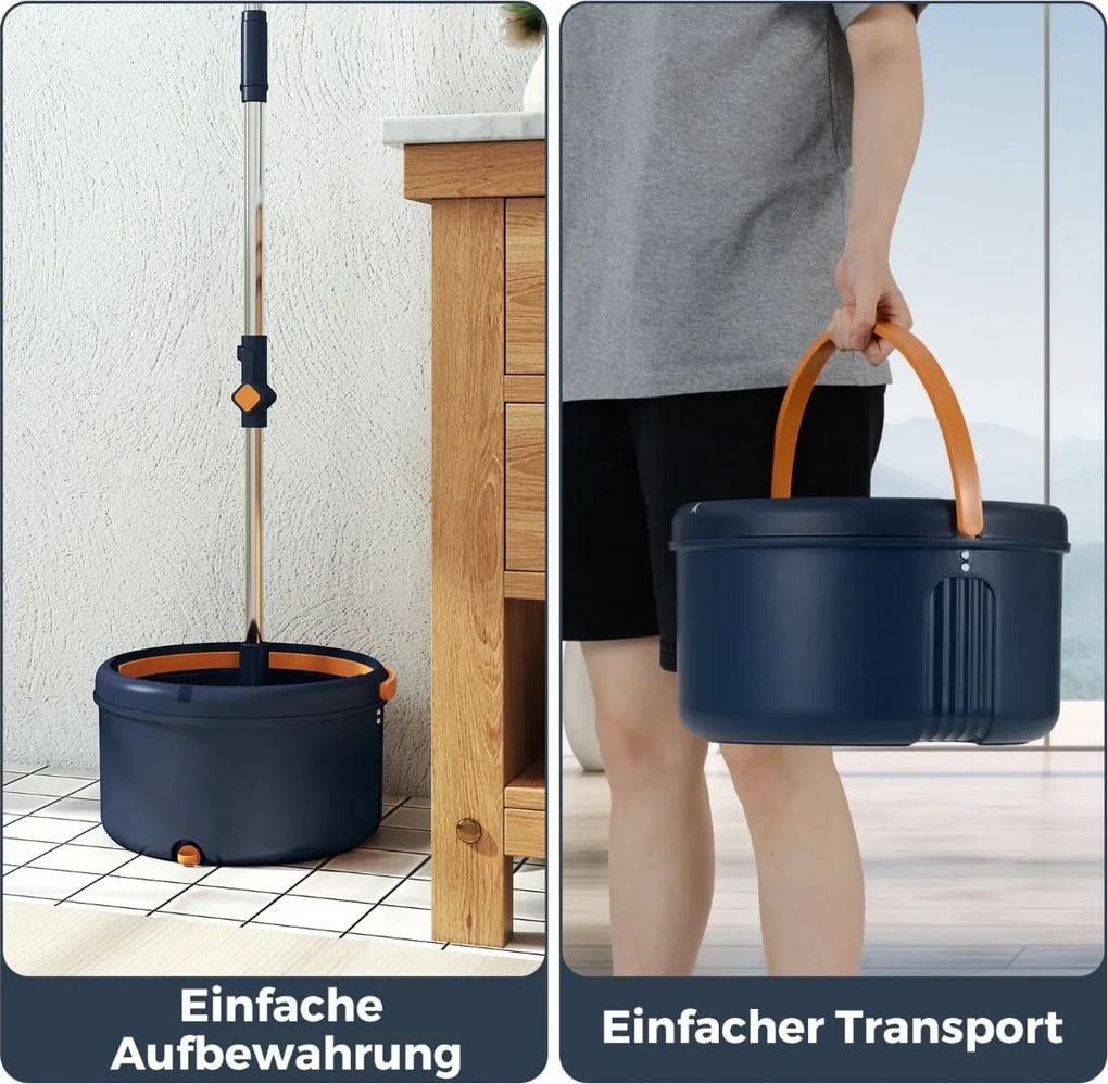 Costway 4 L systém mopu a kbelíku se ždímačem a 360° otočnou hlavou plochý mop