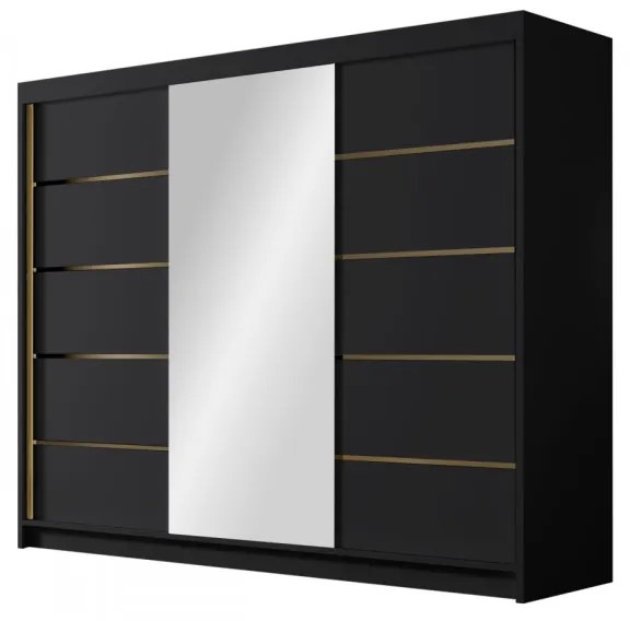Šatní skříň se zrcadlem Gamirut VI 250, Barva: černá