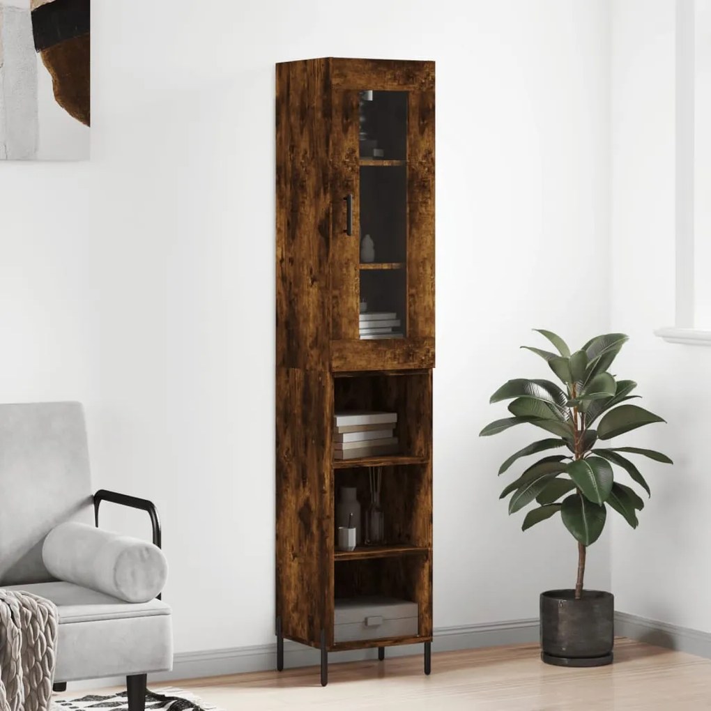 Skříň highboard kouřový dub 34,5 x 34 x 180 cm kompozitní dřevo