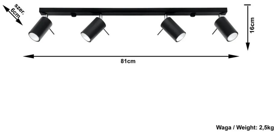 Černé stropní svítidlo Nice Lamps Etna 4L