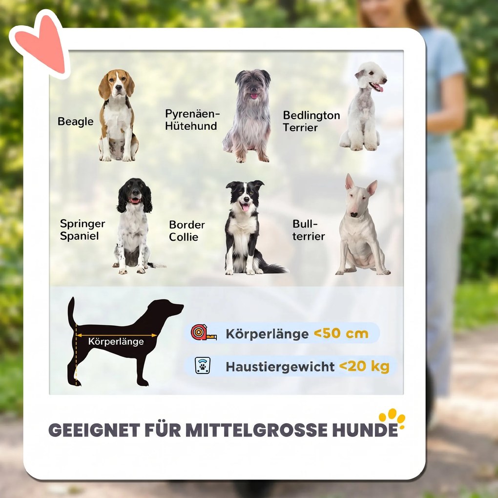 PawHut skládací kočárek pro psy – do 20 kg, velká kola, odpružení, síťová okna, hliníkový rám, odnímatelná podložka, popruhy, nastavitelná rukojeť, s…