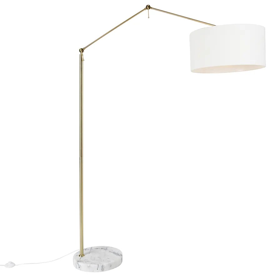Moderní stojací lampa zlatá s stínítkem bílým 50 cm nastavitelná - Editor