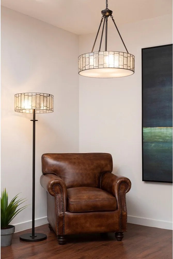 Kovové závěsné svítidlo se skleněným stínidlem ø 46 cm Waldorf – Premier Housewares