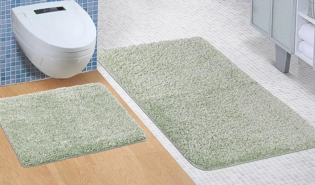 Bellatex koupelnová souprava s vlasem MICRO ZELENÁ, 100x60cm (předložka) + 60x50cm (na WC)