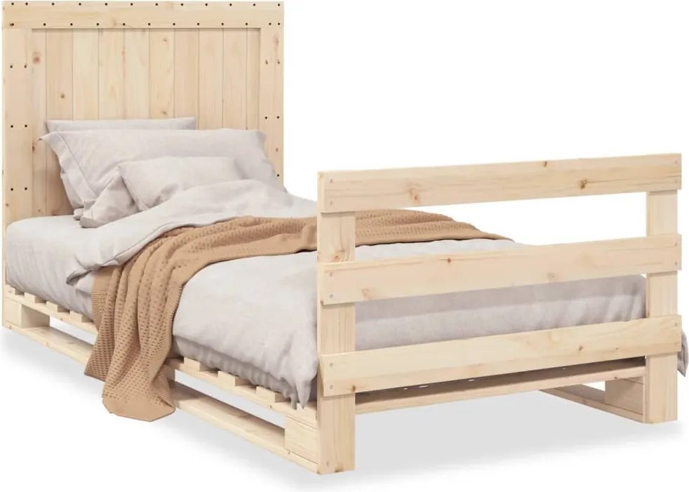 Rám postele s čelem 100 x 200 cm masivní borové dřevo 3281539