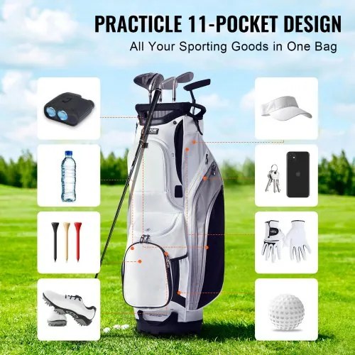 91,4 cm taška na golfový vozík 14cestný organizér Dělič Top 13 kapes Bílý nylon