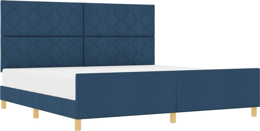 Rám postele s čelo Modrá 200 x 200 cm textil 3344836