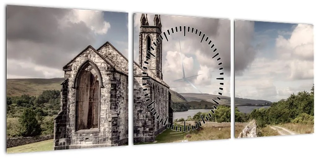 Obraz - Irský kostel (s hodinami) (90x30 cm)