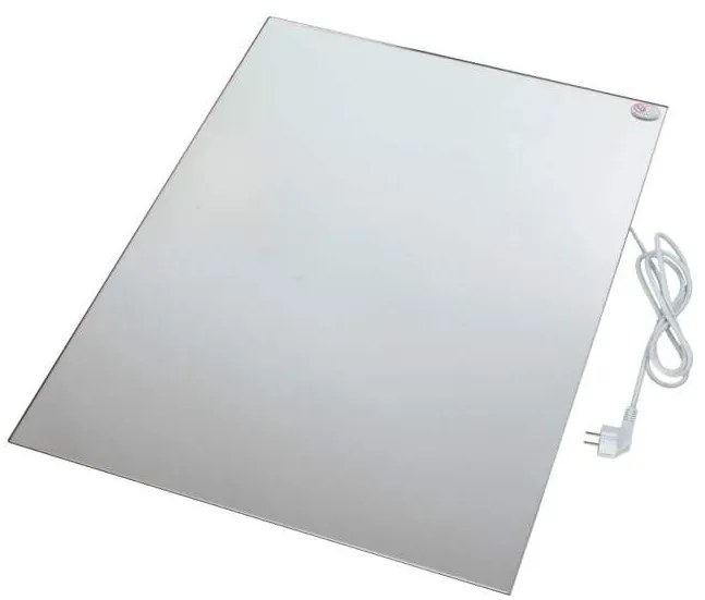 Bílý skleněný infrapanel ByeCold 450 W, 80 × 60 cm, 11,3 m³