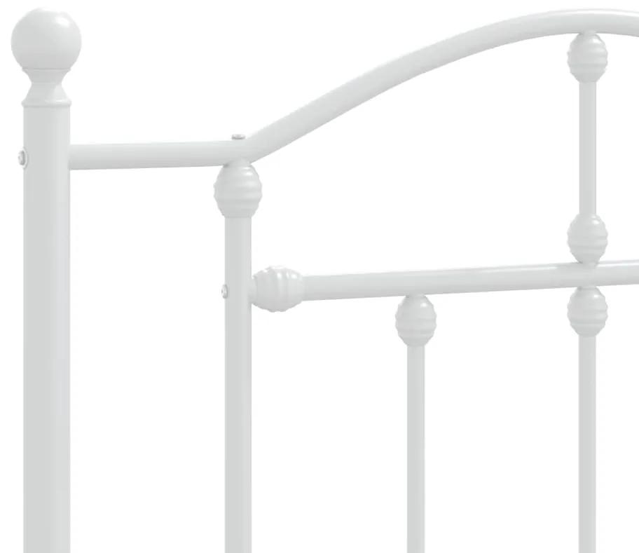 Kovový rám postele s čelem bílý 75 x 190 cm - Default Title