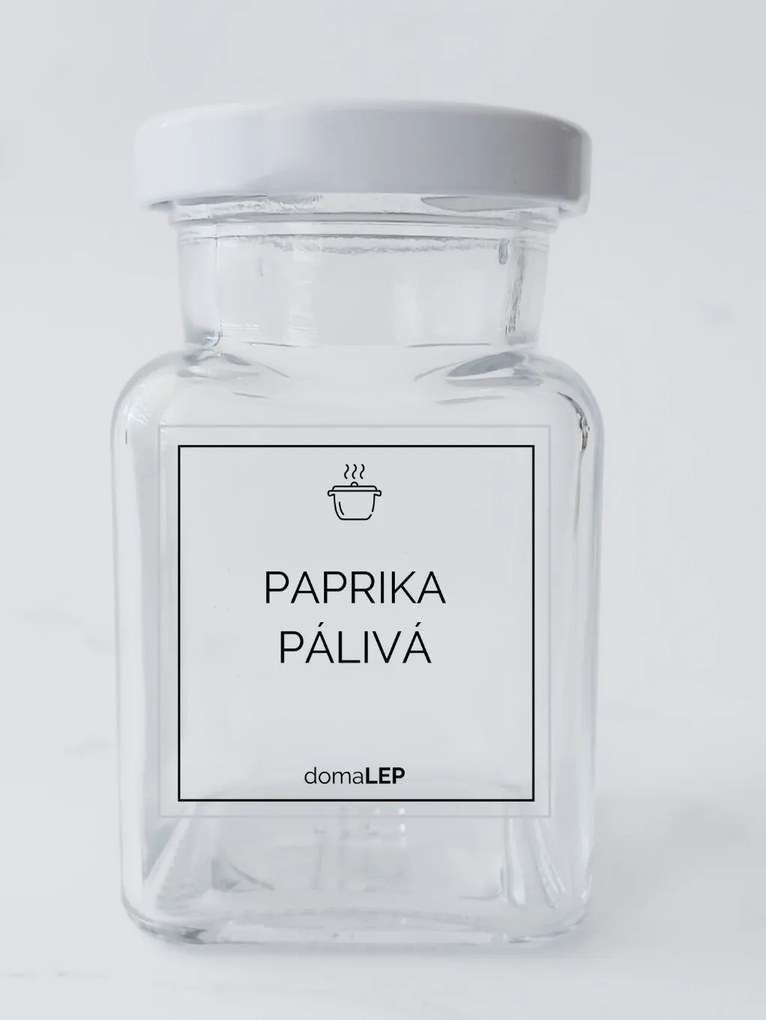 Samolepka na kořenky PAPRIKA PÁLIVÁ průhledná 5 × 5 cm základní písmo