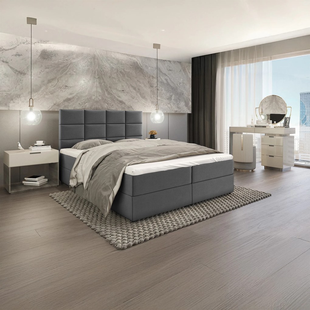 SFAB Kontinentální čalouněná postel MERCURY (120x200 cm) Barva látky: Šedá (Riviera 97)