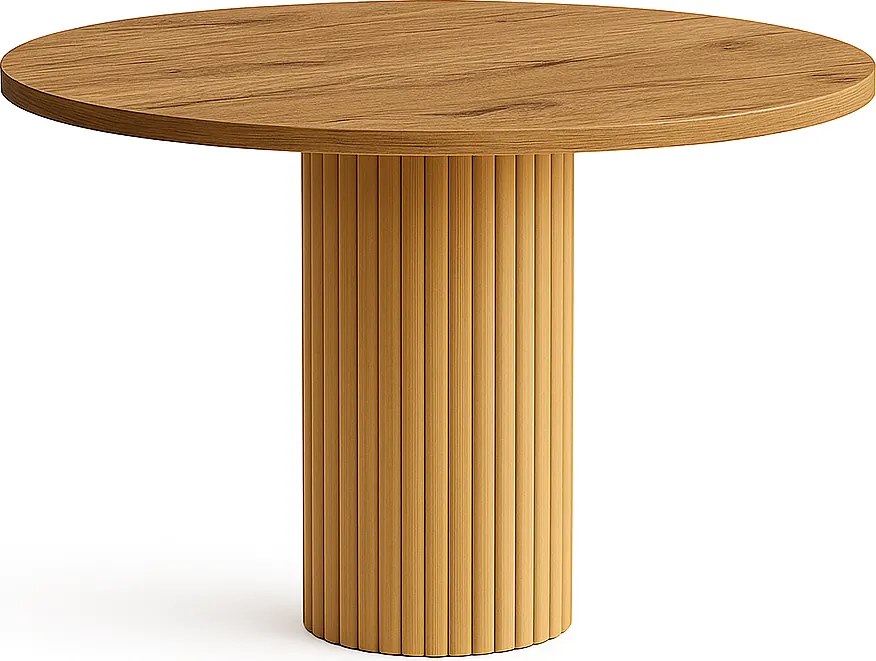 NW Kulatý jídelní stůl NESTORIO 1, 75 cm Barva/ dekor: Dub Craft, Barva nohy stolu: Zlatá