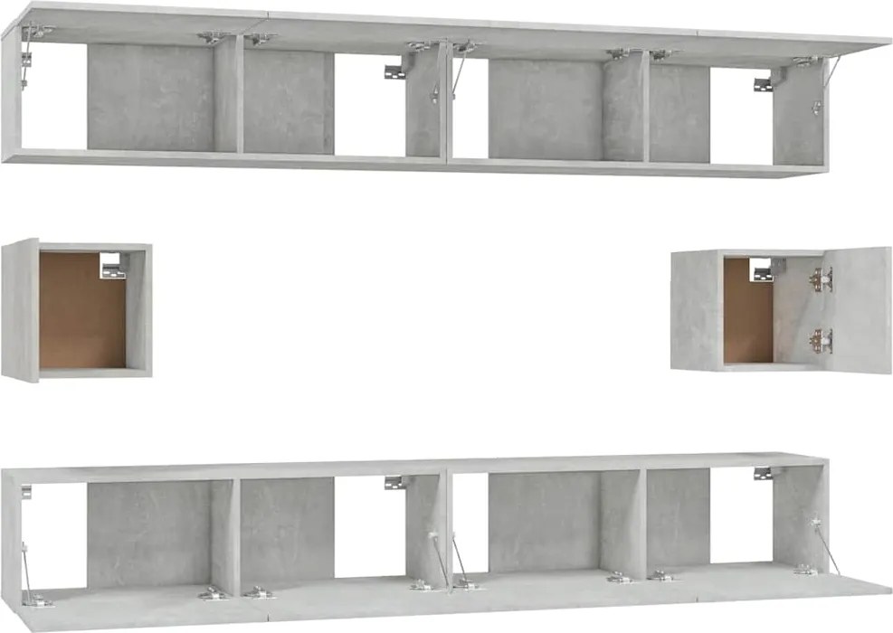 6dílný set TV skříněk betonově šedý kompozitní dřevo 3114369