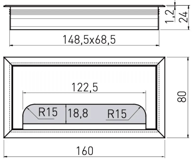 In-Design Průchodka kabelů MERI do stolu hranatá šířka 80 mm - různé délky černá Délka průchodky (mm): 80