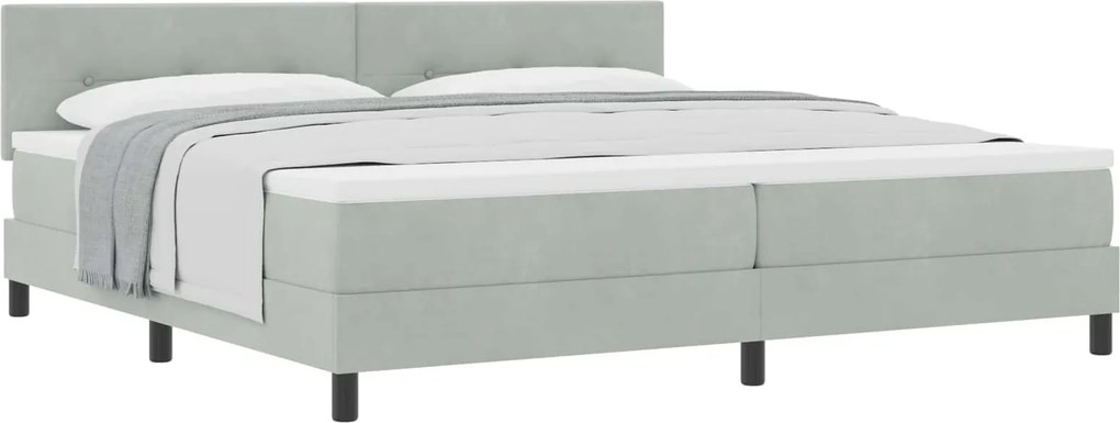 Postel s boxspringem s čelo Světle šedá 200 x 200 cm samet 3339194