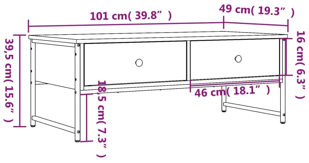 Konferenční stolek dub sonoma 101x49x39,5 cm kompozitní dřevo - Default Title