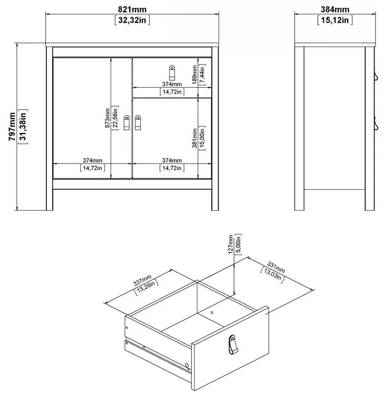 Komoda Real, černá