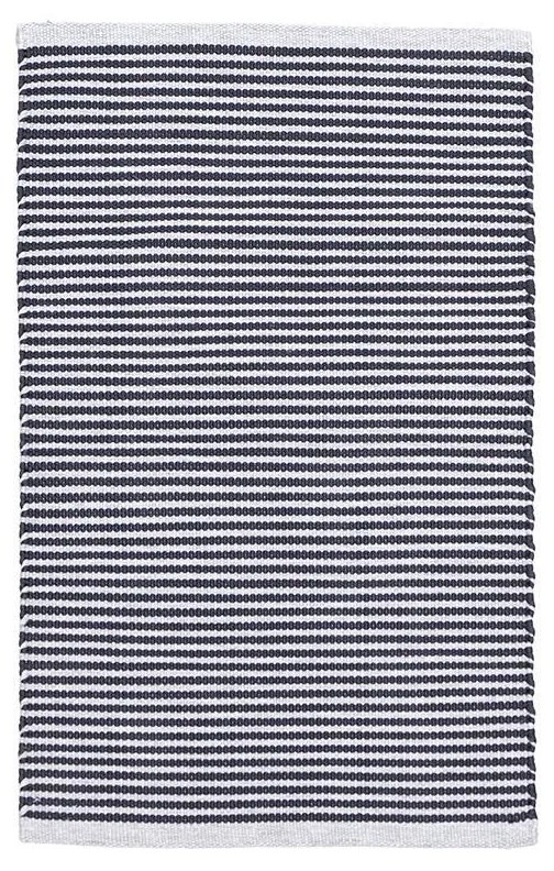 House Doctor Venkovní kobereček Black Stripes 60x90cm, černá barva, plast