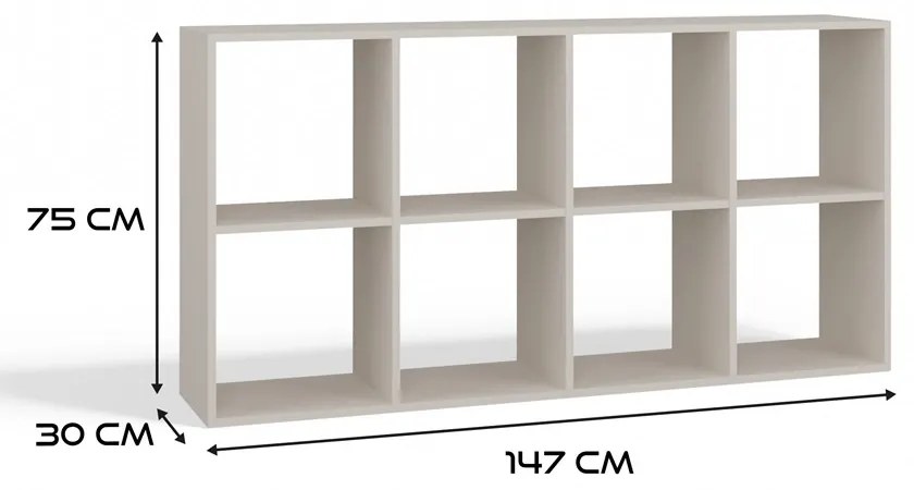 FALCO Regál Manja 2x4 Odstín: Šedá jíl