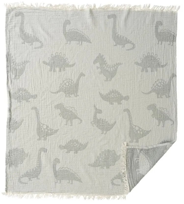 Bavlněná dětská deka Dino grey 75x90, Klippan Švédsko Šedá