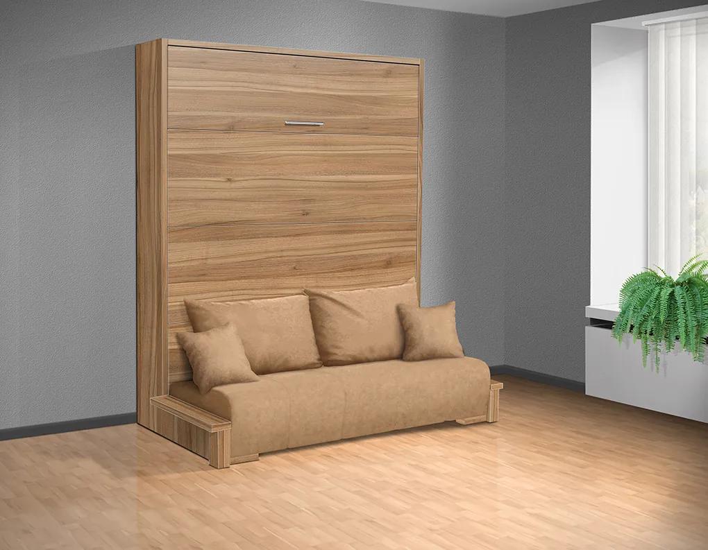 Výklopná postel s pohovkou VS 3058P, 200x140 cm barva lamina: dub sonoma, nosnost postele: standartní nosnost, barva pohovky: ALOVA 66 béžová