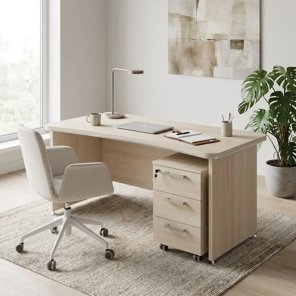 Ergonomický stůl TopOffice 180 x 94,8 cm, pravý, akát světlý