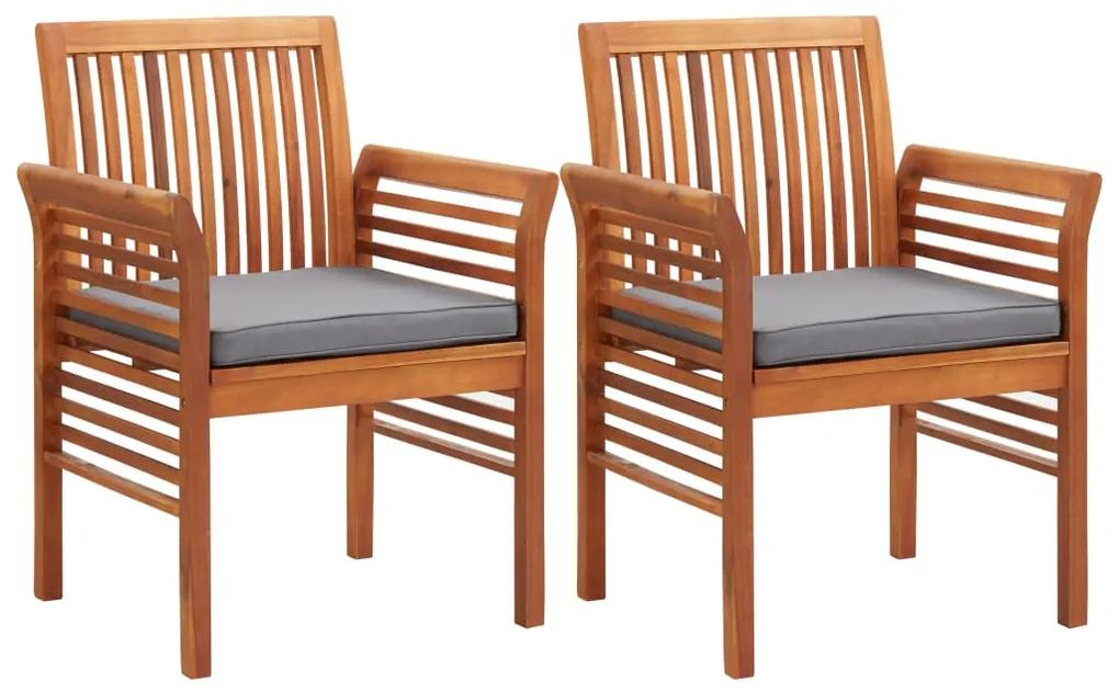 45970 vidaXL Zahradní jídelní židle s poduškami 2 ks masivní akáciové dřevo