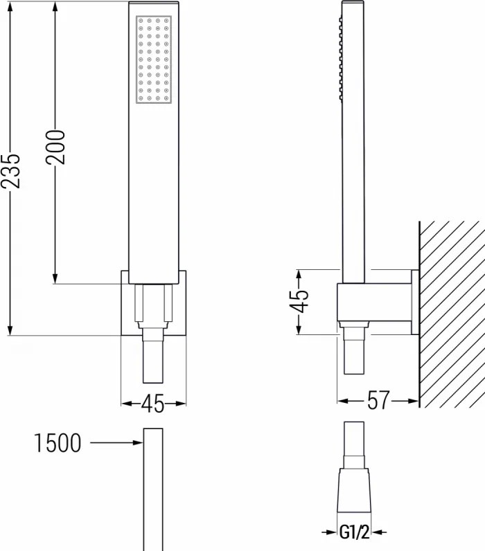 Mexen příslušenství - 1-bodový ruční sprchový set R-02, chrom, 785005050-00