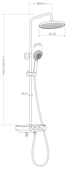 Aqualine - Sprchová sada s baterií FARRAO lesklý chrom
