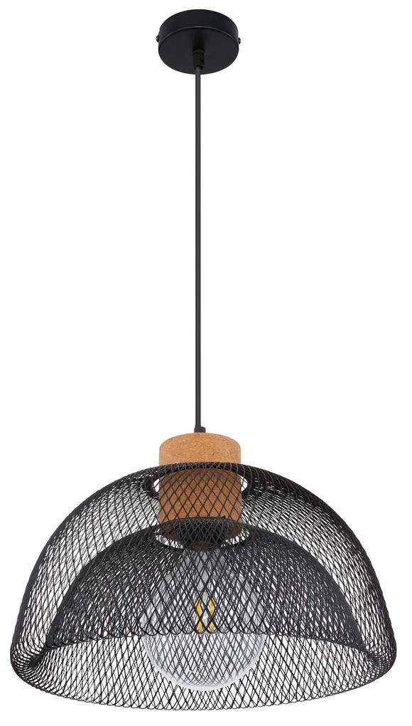 GLOBO Závěsné designové osvětlení VITIANO, 1xE27, 60W, 35cm, kulaté, černé 15393